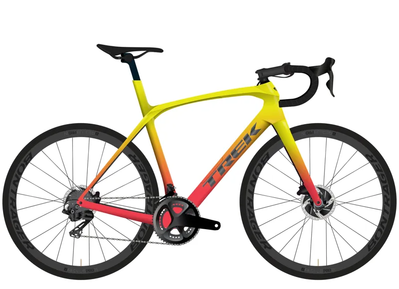 2022 Trek Domane SLR 9 Road Bike in Radioactive Yellow to Coral Fade