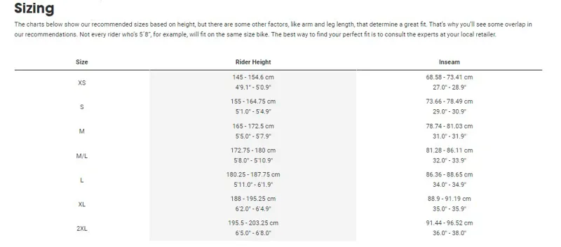 Trek marlin size guide online